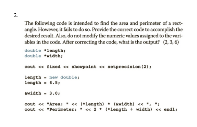 Solved 2. The following code is intended to find the area | Chegg.com