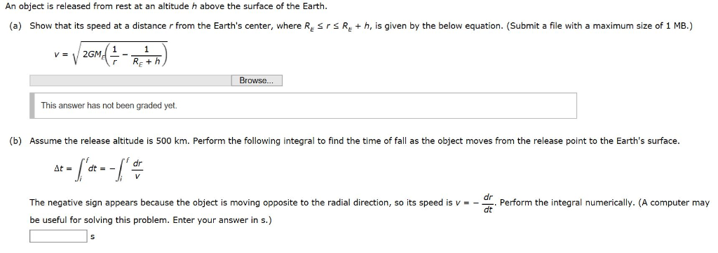 Solved An object is released from rest at an altitude h | Chegg.com