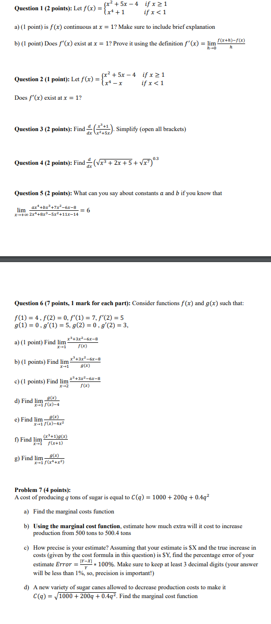 Solved Question 1 (2 ﻿points): Let | Chegg.com