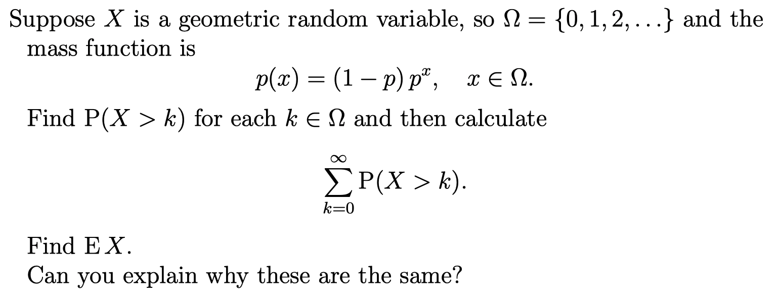 Solved 0 1 2 Suppose X Is A Geometric Random Variable So