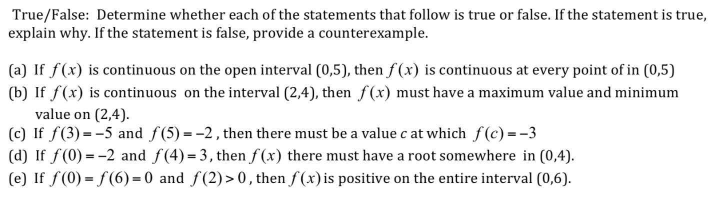 Solved True/False: Determine whether each of the statements | Chegg.com