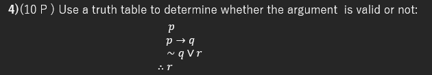 Solved 4) (10P) Use a truth table to determine whether the | Chegg.com