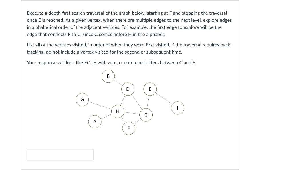 Solved Execute a depth-first search traversal of the graph | Chegg.com
