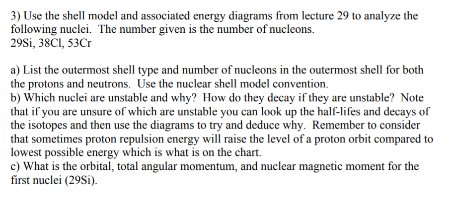 Solved 3) Use the shell model and associated energy diagrams | Chegg.com