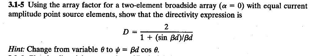 Solved 3.1-5 Using the array factor for a two-element | Chegg.com