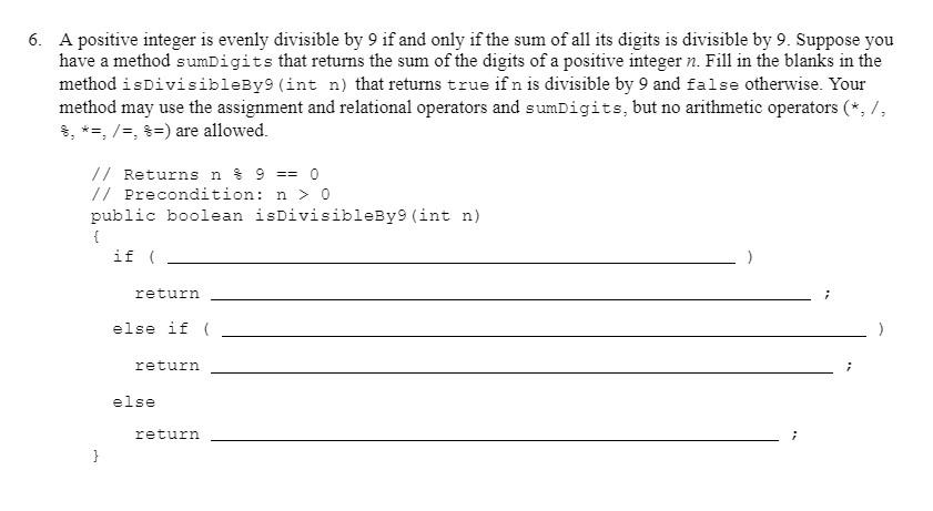 Solved A positive integer is evenly divisible by 9 if and | Chegg.com
