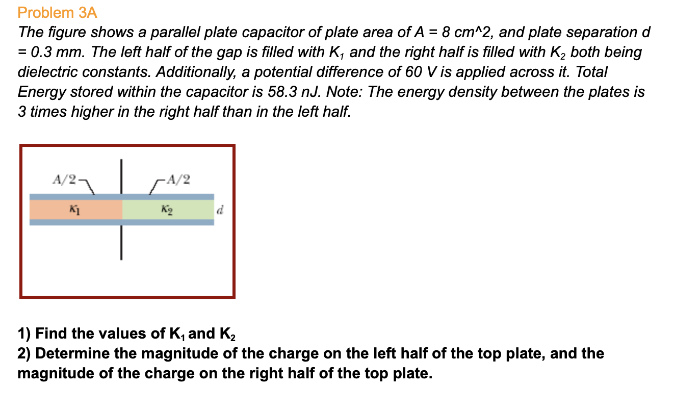 Solved The figure shows a parallel plate capacitor of plate | Chegg.com