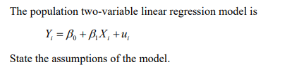 Solved The population two-variable linear regression model | Chegg.com