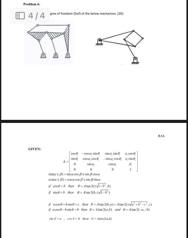 Solved gree of freedom (Dof) of the below mechanism. [2D] | Chegg.com