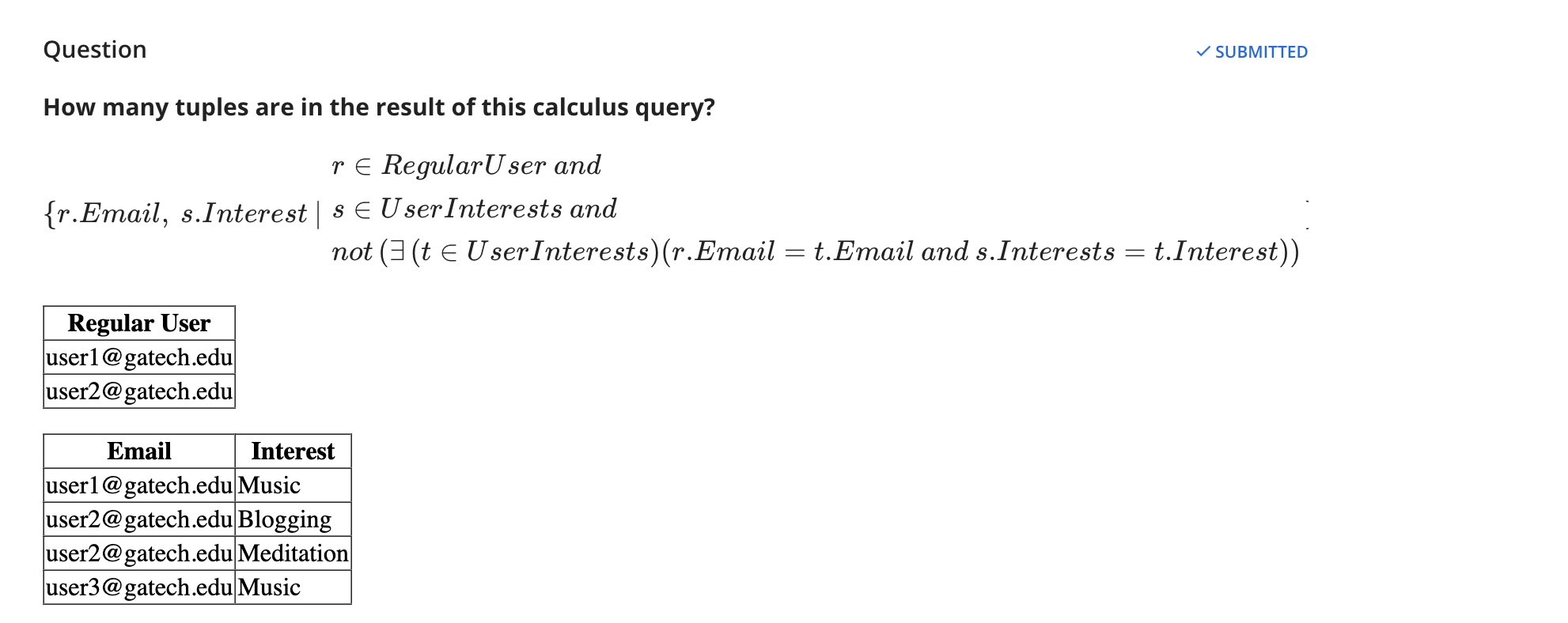 Solved QuestionHow many tuples are in ﻿the result of ﻿this | Chegg.com