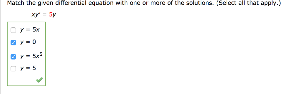 Solved Match the given differential equation with one or | Chegg.com