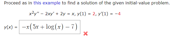 Proceed as in this example to find a solution of the | Chegg.com