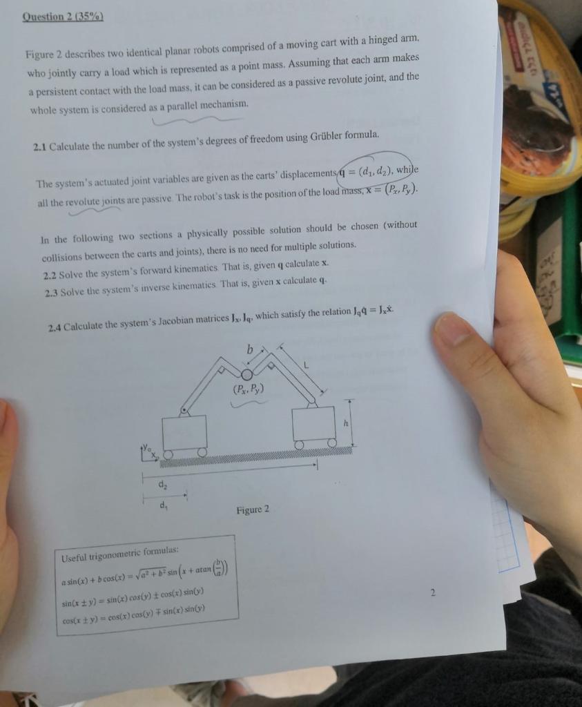Solved Figure 2 describes two identical planar robots | Chegg.com