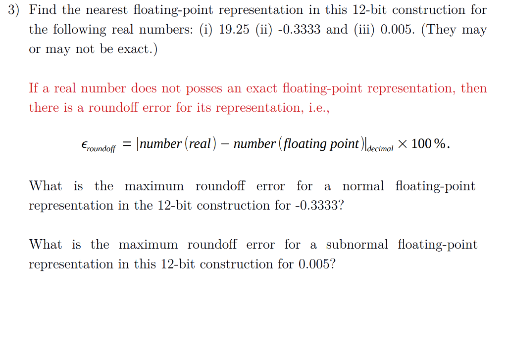3) Find the nearest floating-point representation in | Chegg.com