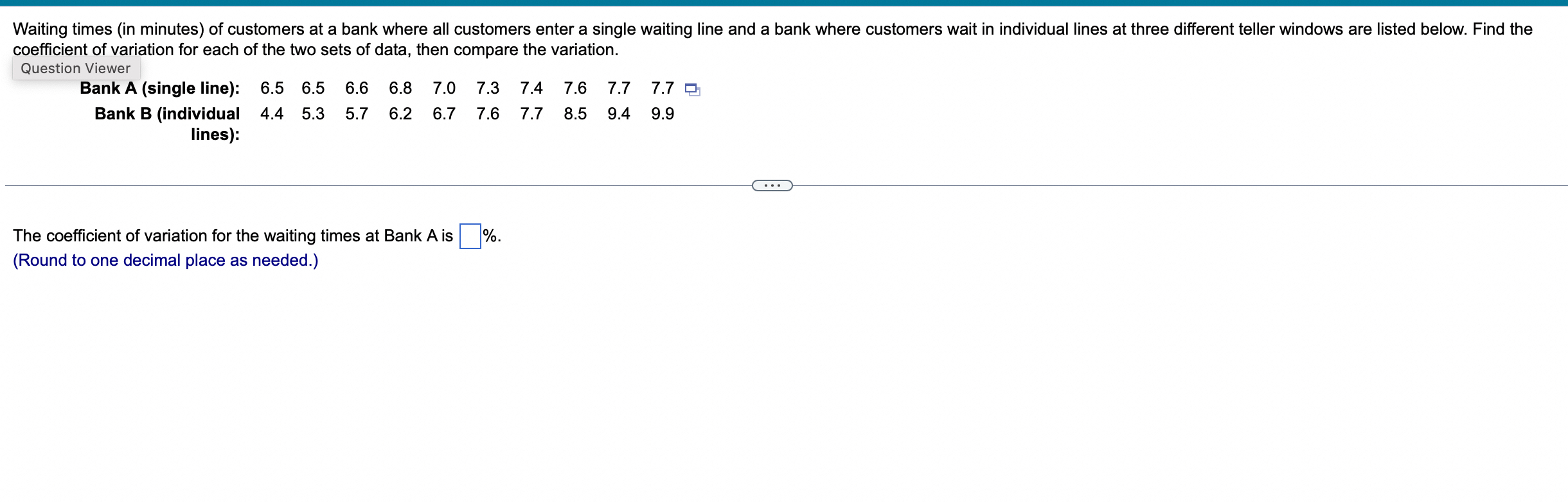 Solved coefficient of variation for each of the two sets of | Chegg.com