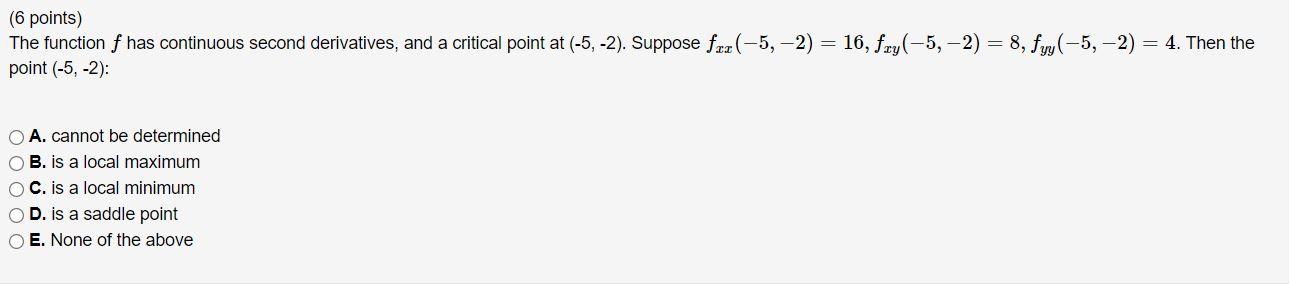 Solved (6 points) The function f has continuous second | Chegg.com