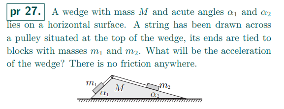 Solved pr 27. A wedge with mass M and acute angles α1 and α2 | Chegg.com