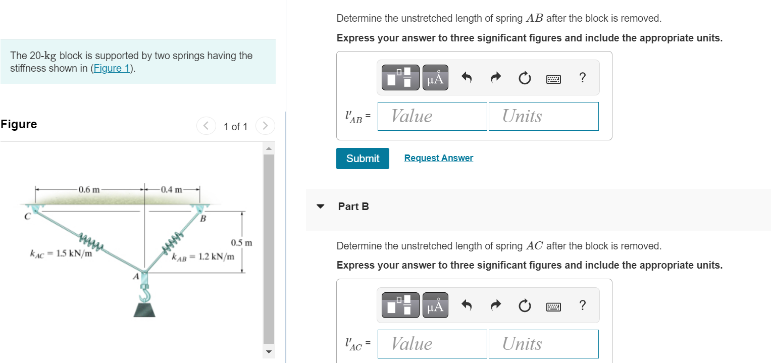 Solved Determine the unstretched length of spring AB after | Chegg.com