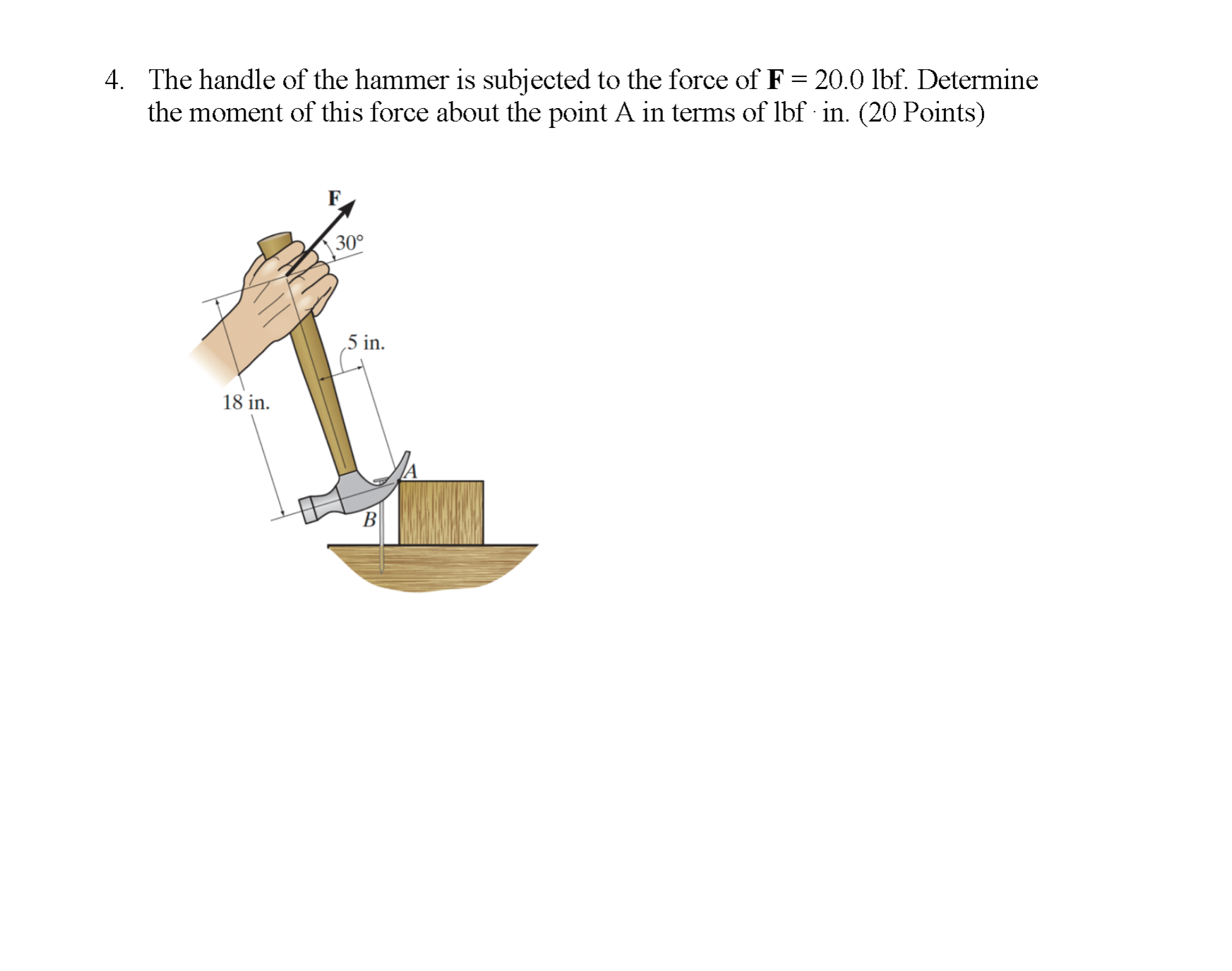 Solved The handle of ﻿the hammer is ﻿subjected to ﻿the force | Chegg.com