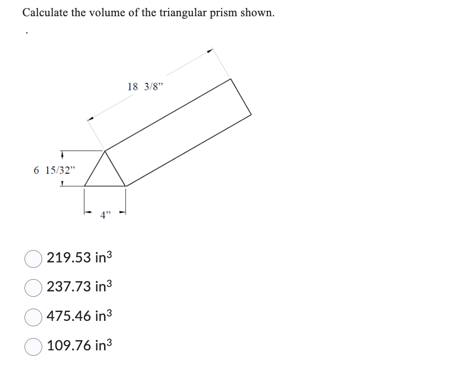Solved Calculate the volume of the triangular prism | Chegg.com