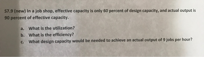 Solved In a job shop, effective capacity is only 60 percent | Chegg.com