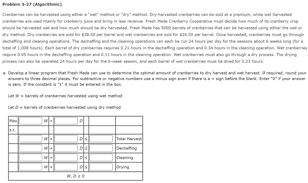 Solved Problem 3-27 (Algorithmic) Cranberries can be | Chegg.com