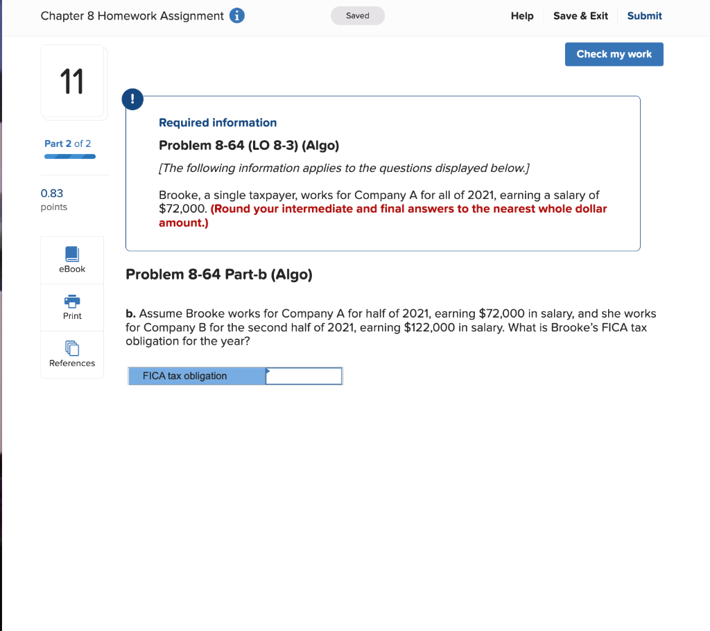 Solved Chapter 8 Homework Assignment i Saved Help Save & | Chegg.com