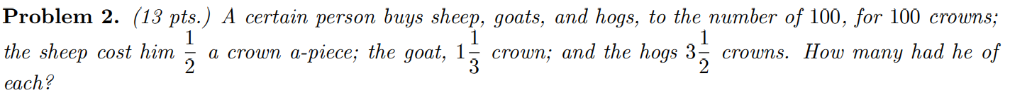 Solved Problem 2. (13 pts.) A certain person buys sheep, | Chegg.com