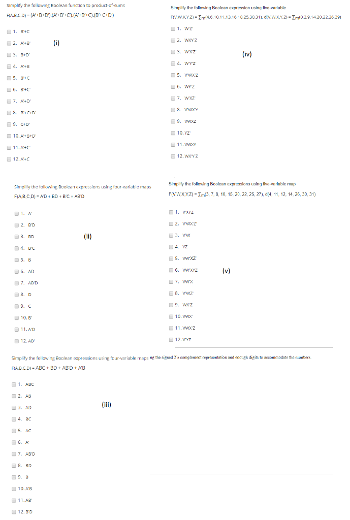 Solved 5implify The Following Boolean Function To