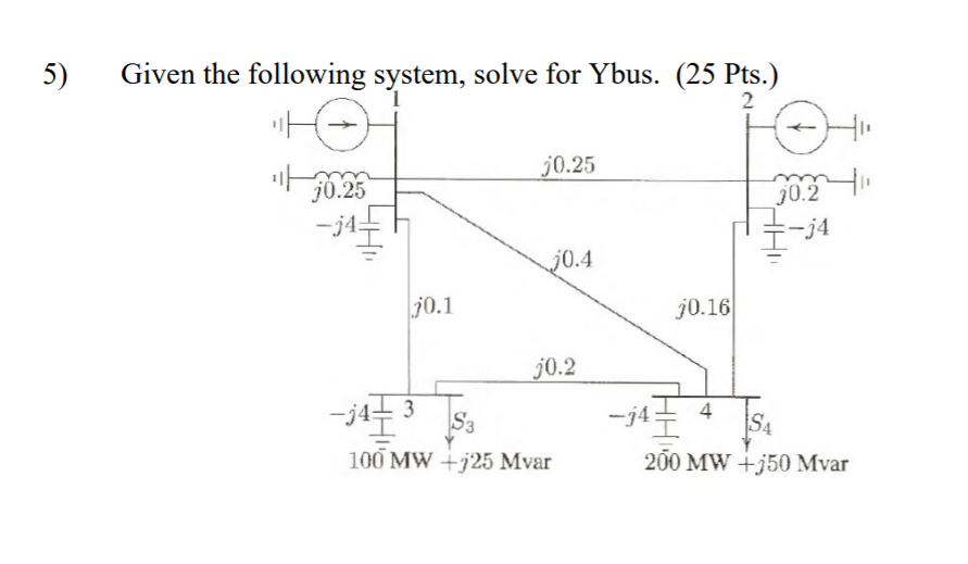 Solved 5) Given the following system, solve for Ybus. (25 | Chegg.com