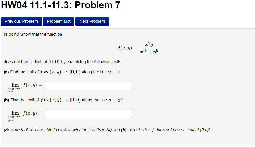 Solved HW04 11.1-11.3: Problem 7 Previous Problem Problem | Chegg.com