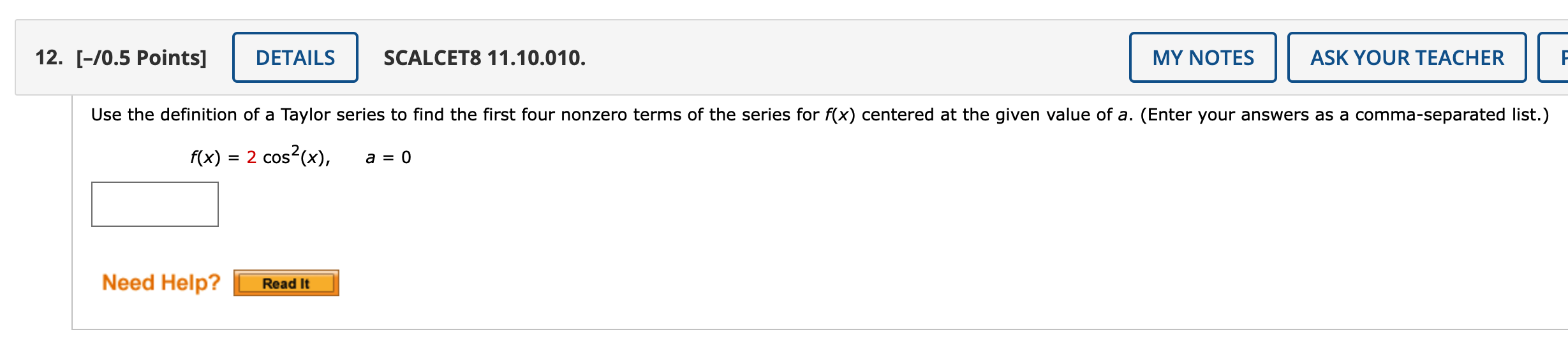 Solved 12. [-70.5 Points] DETAILS SCALCET8 11.10.010. MY | Chegg.com