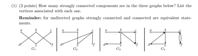 Solved (1) (3 points) How many strongly connected components | Chegg.com
