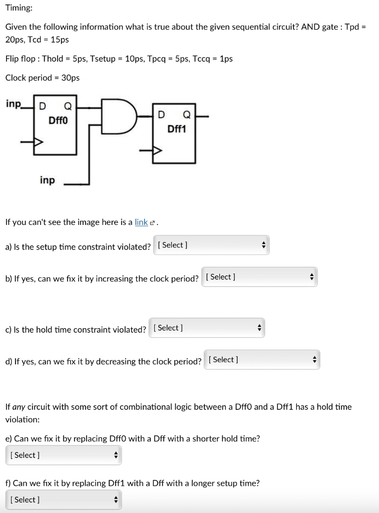 Solved Timing: Given the following information what is true | Chegg.com