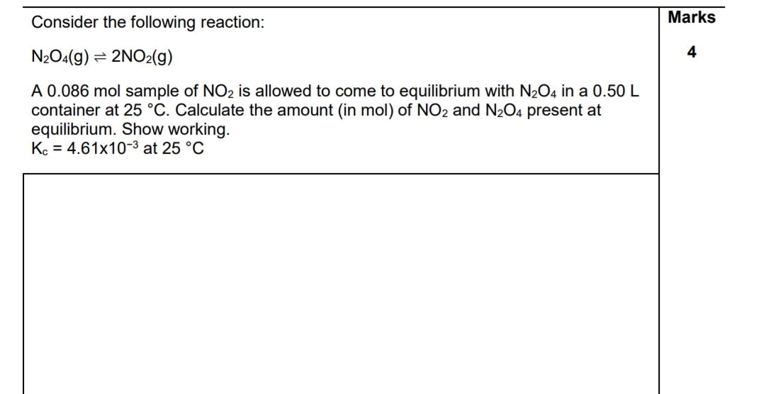 Solved Marks Consider the following reaction: N2O4(g) | Chegg.com