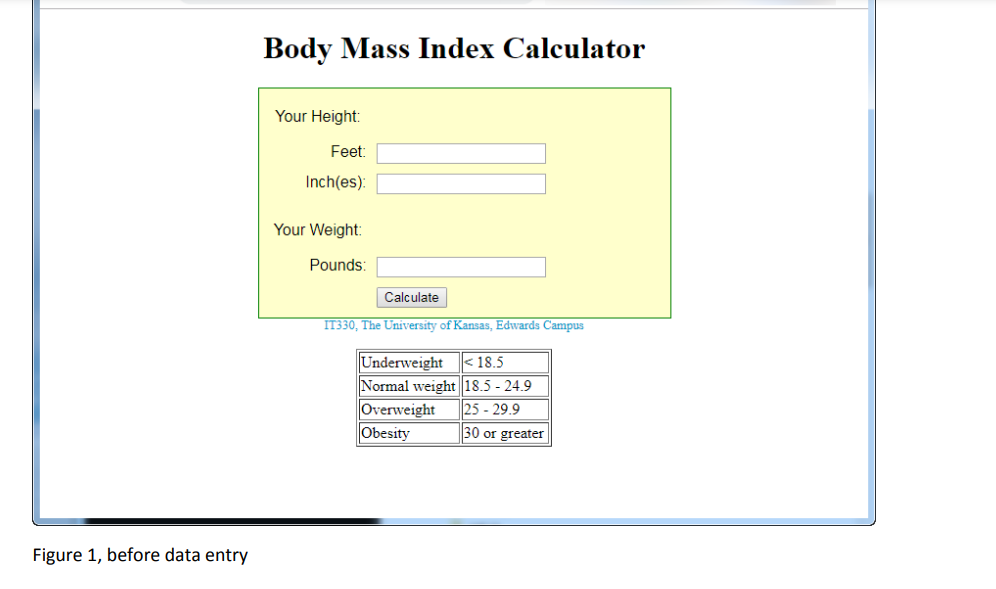 Solved Body Mass Index (BMI) Calculator BMI is a measure of | Chegg.com