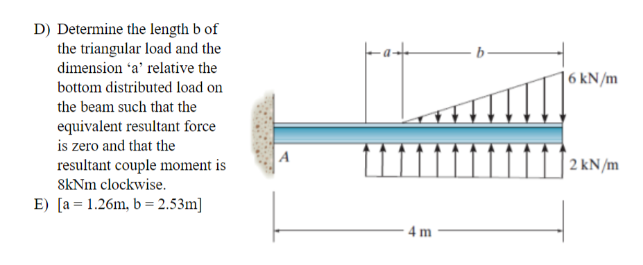 Solved 16 kN/m D) Determine the length b of the triangular | Chegg.com