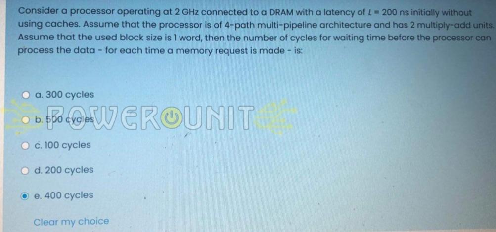 Solved Consider a processor operating at 2 GHz connected to | Chegg.com