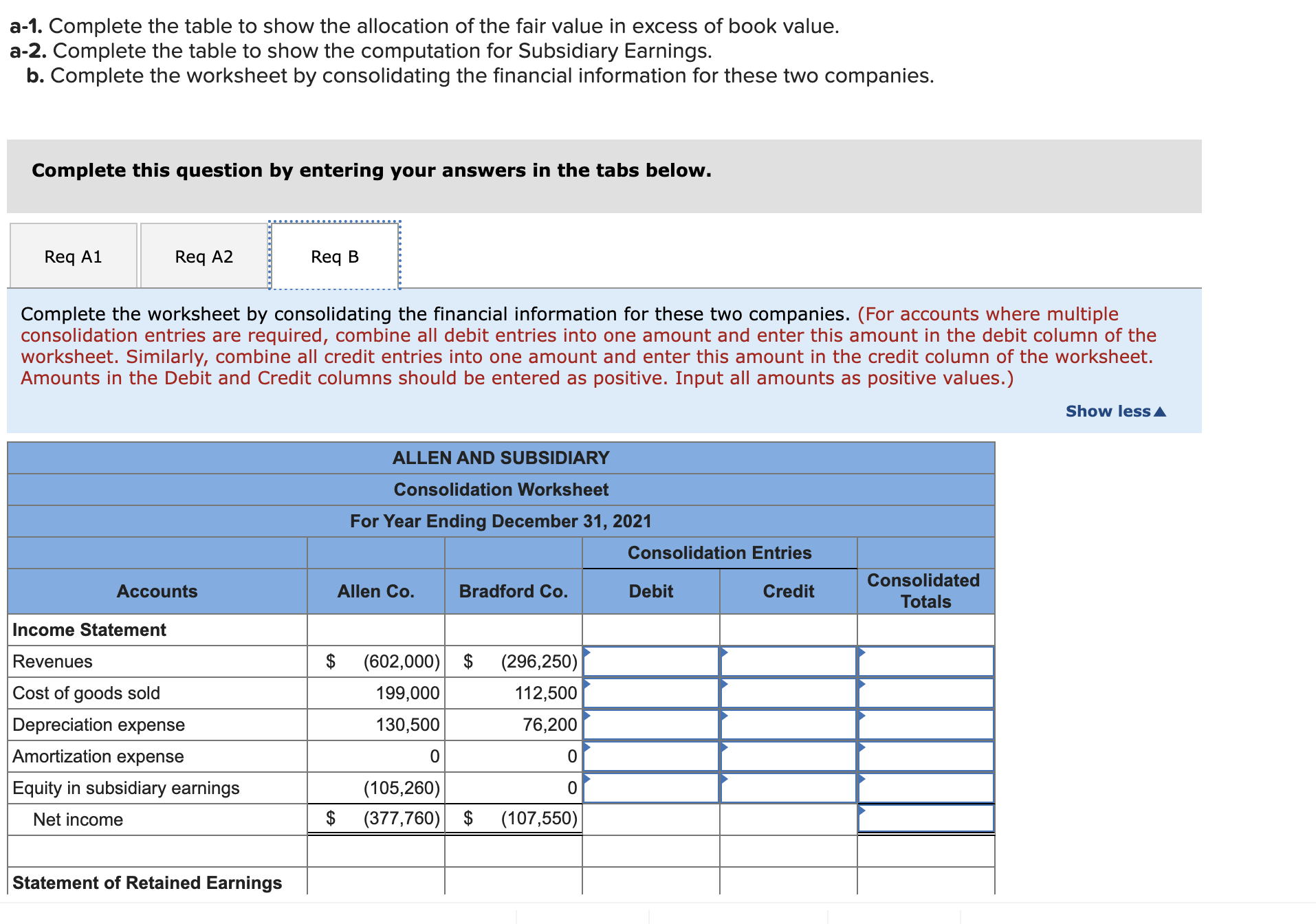 Solved a-1. Complete the table to show the allocation of the | Chegg.com