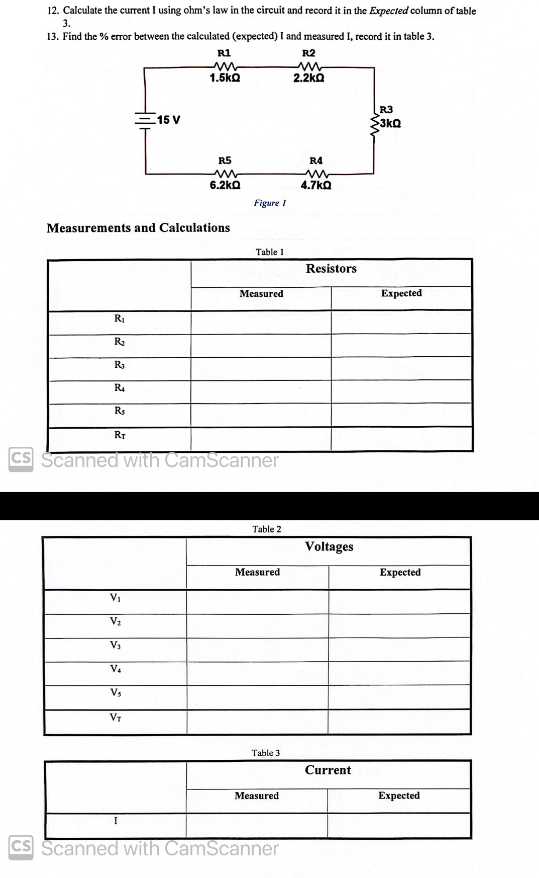 Solved Find all Resistors, voltages and current measured and | Chegg.com