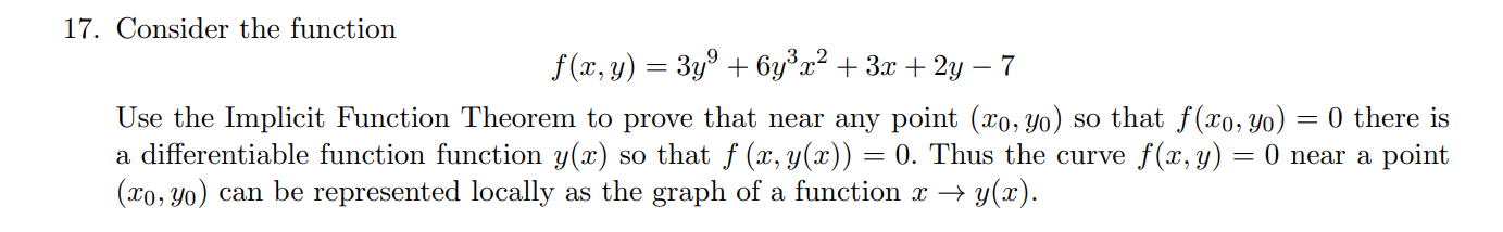 Solved 17. Consider the function f(x,y)=3y9+6y3x2+3x+2y−7 | Chegg.com