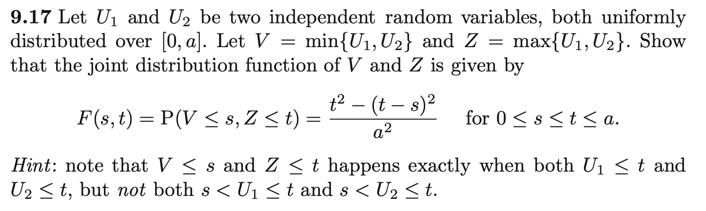 9.17 Let U1 and U2 be two independent random | Chegg.com