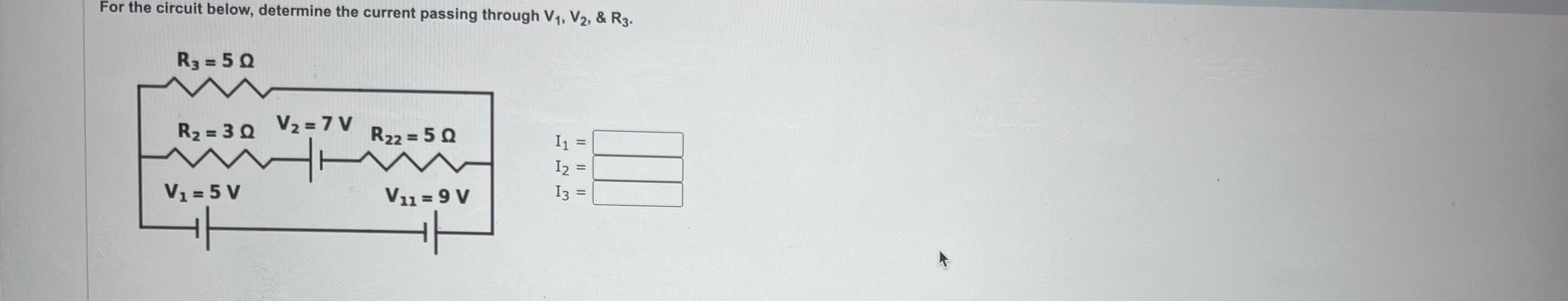 Solved For the circuit below, determine the current passing | Chegg.com
