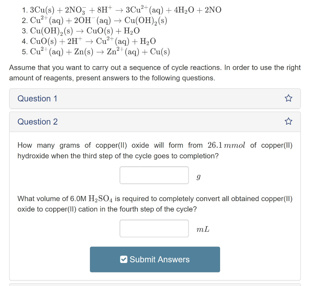Solved The cycle of copper reactions illustrates important | Chegg.com