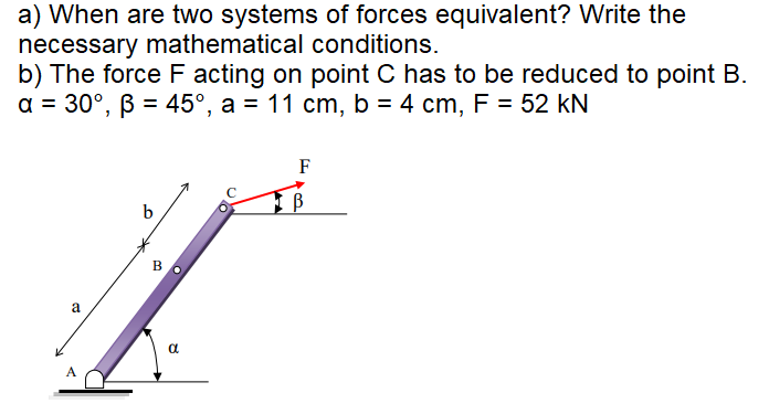 Solved a) When are two systems of forces equivalent? Write | Chegg.com