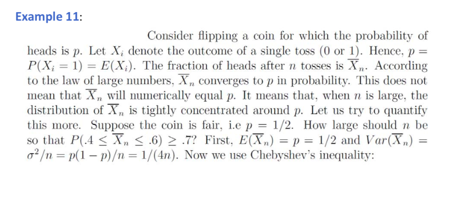 Solved Example 11: Consider flipping a coin for which the | Chegg.com