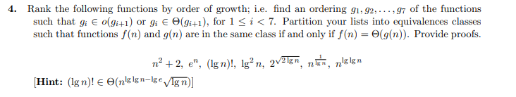 Solved Rank the following functions by order of growth; i.e. | Chegg.com