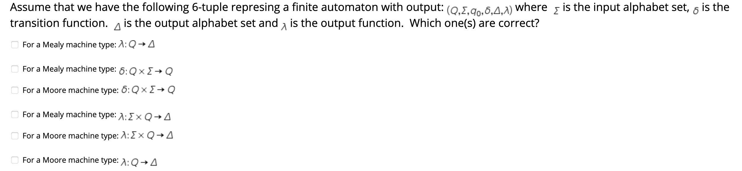 Solved Assume that we have the following 6-tuple represing a | Chegg.com