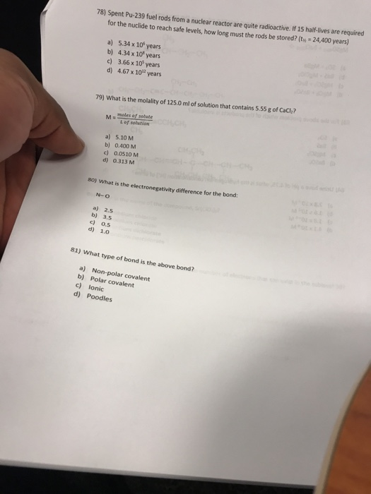 Solved 78) Spent Pu-239 fuel rods from a nuclear reactor are | Chegg.com