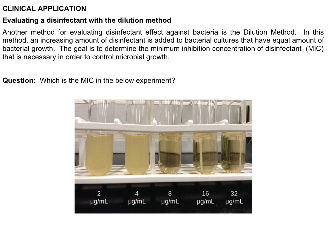 CLINICAL APPLICATIONEvaluating a disinfectant with | Chegg.com